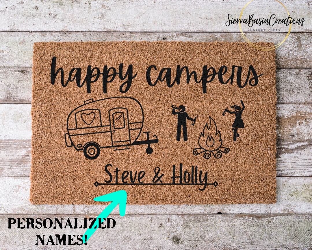 Happy Campers Personalized Doormat for Camper Doormat for Camping Door ...