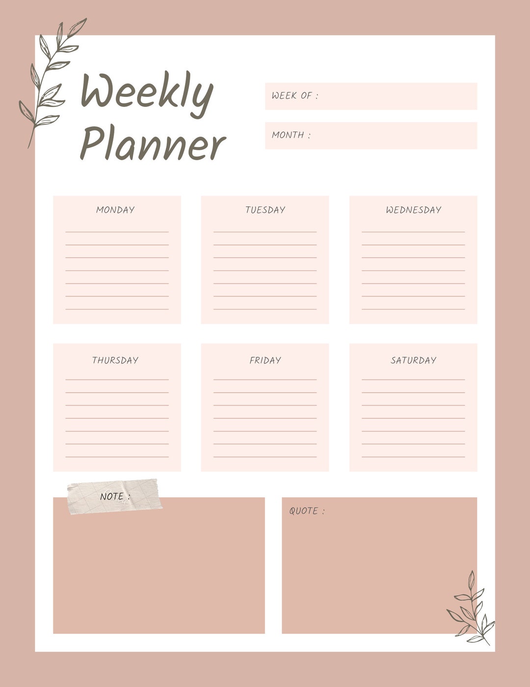 Daily Weekly Monthly Schedules - Etsy