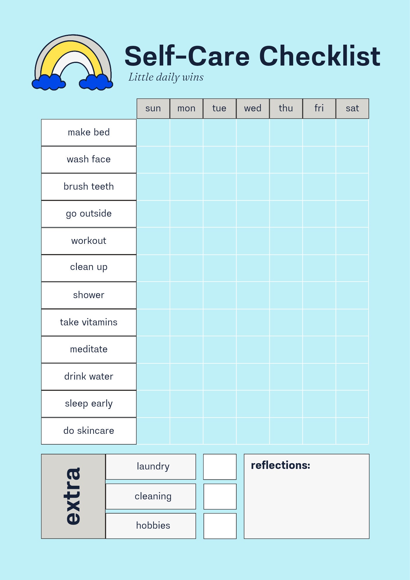 Self Care Checklist, Self Care Template, Self Care Template Printable ... Self Care Checklist, Self Care Template, Self Care Template Printable ...