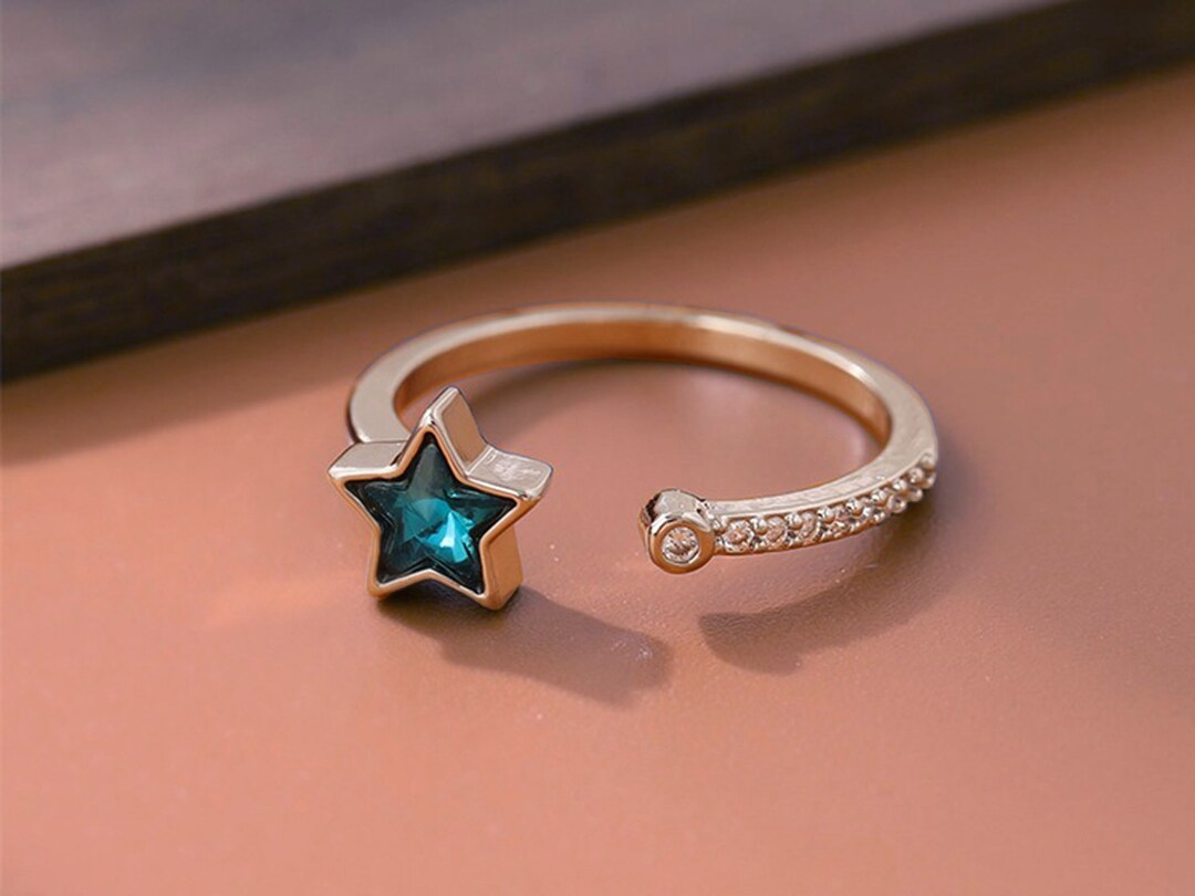 Blue Starry Sky Star Ring in Sterling Silver, Simulate Starry Rings ...