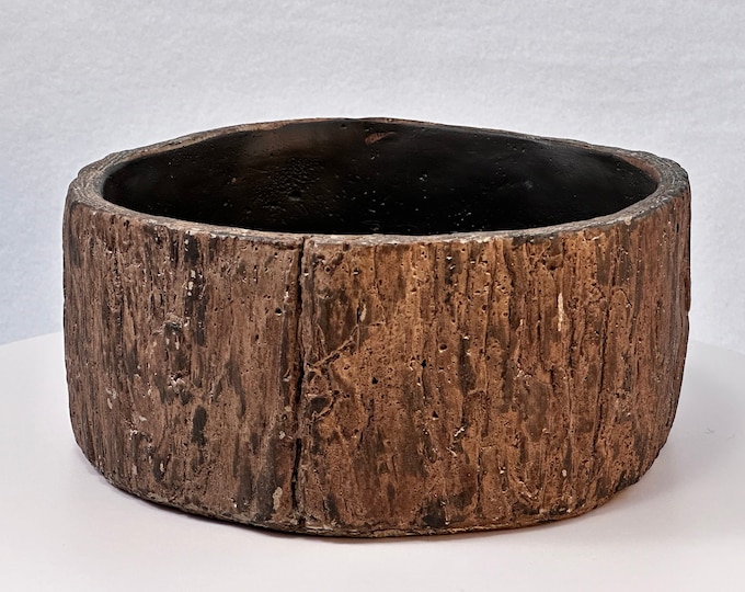 Faux Bois Cement Tree Bark Planter With Drainage Trompe L'oeil Plant ...