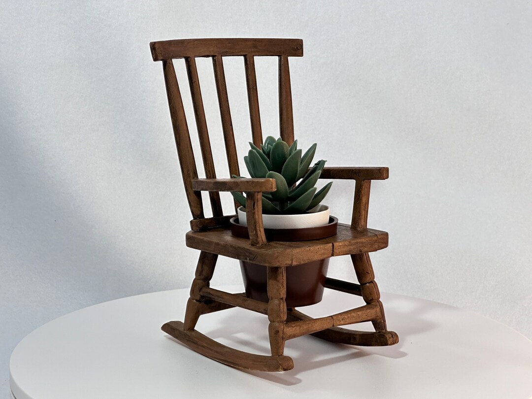 Miniature Faux Bois Colonial Rocking Chair Cache Pot Succulent Plant ...