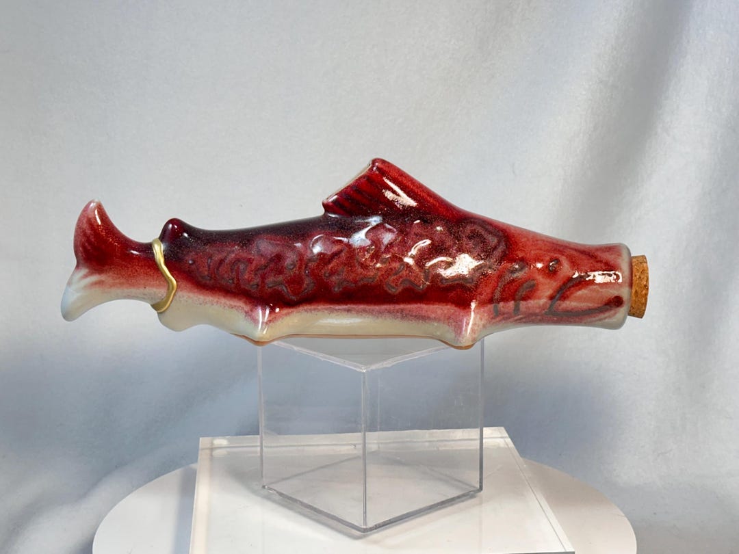 Carl Sheehan Catfish Bank Red Glazed Stoneware Art Pottery Yellowstone Fish Piggy Bank With ...