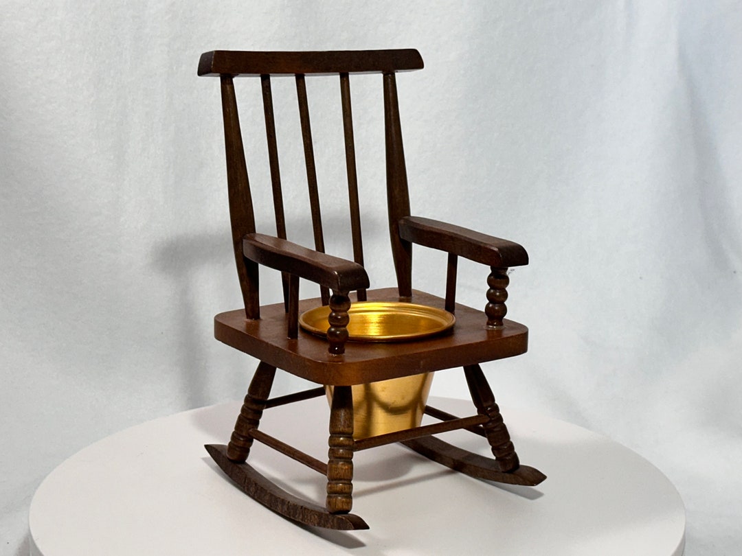 Miniature Wooden Colonial Windsor Rocking Chair Cache Pot Succulent ...