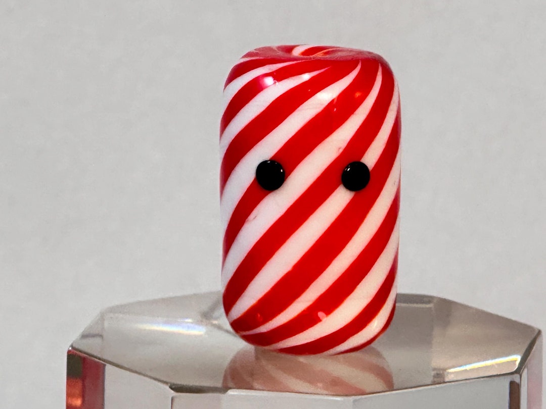 Pee Wee Peppermint Candy Art Glass Figurine, Kawaii Food Friend Worry ...