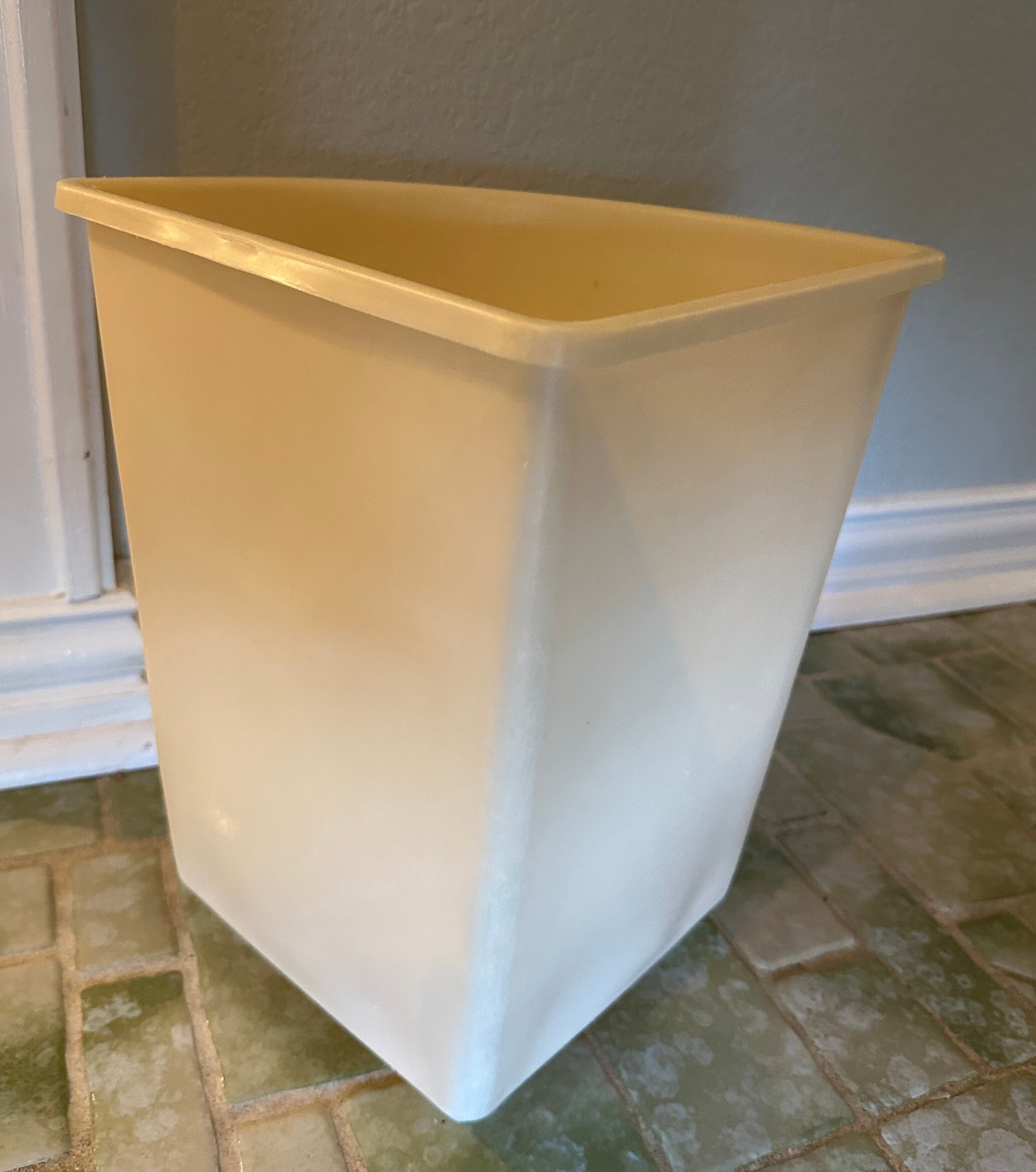 Midcentury Corner Waste Bin Vintage Trash Can Beige With Black Abstract ...