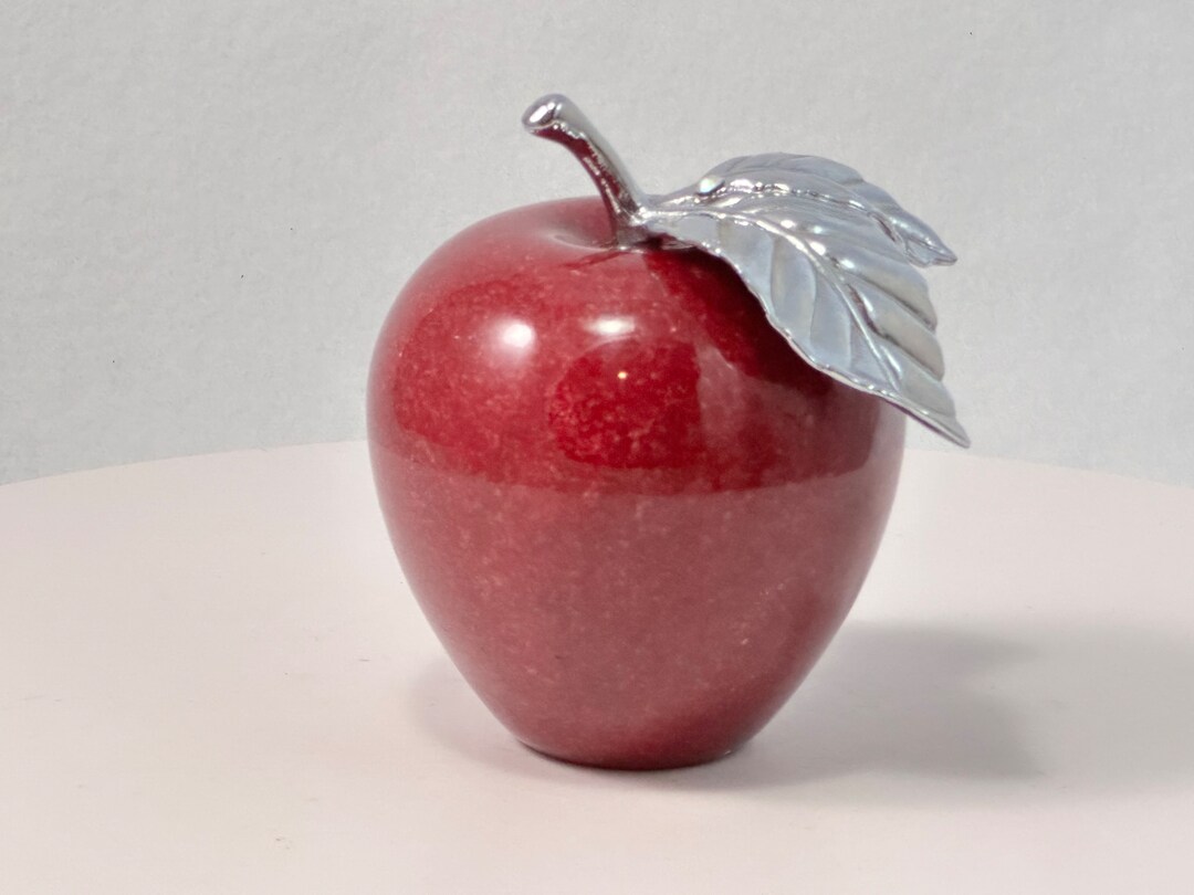 Stone Apple With Aluminum Stem and Crystal Rhinestone Vintage Marble ...