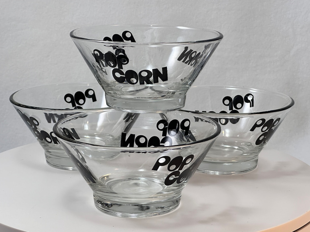 Wheaton Pop Corn Bowls Glass Pop Art Funky Retro 1970s Snack Set of 4 ...