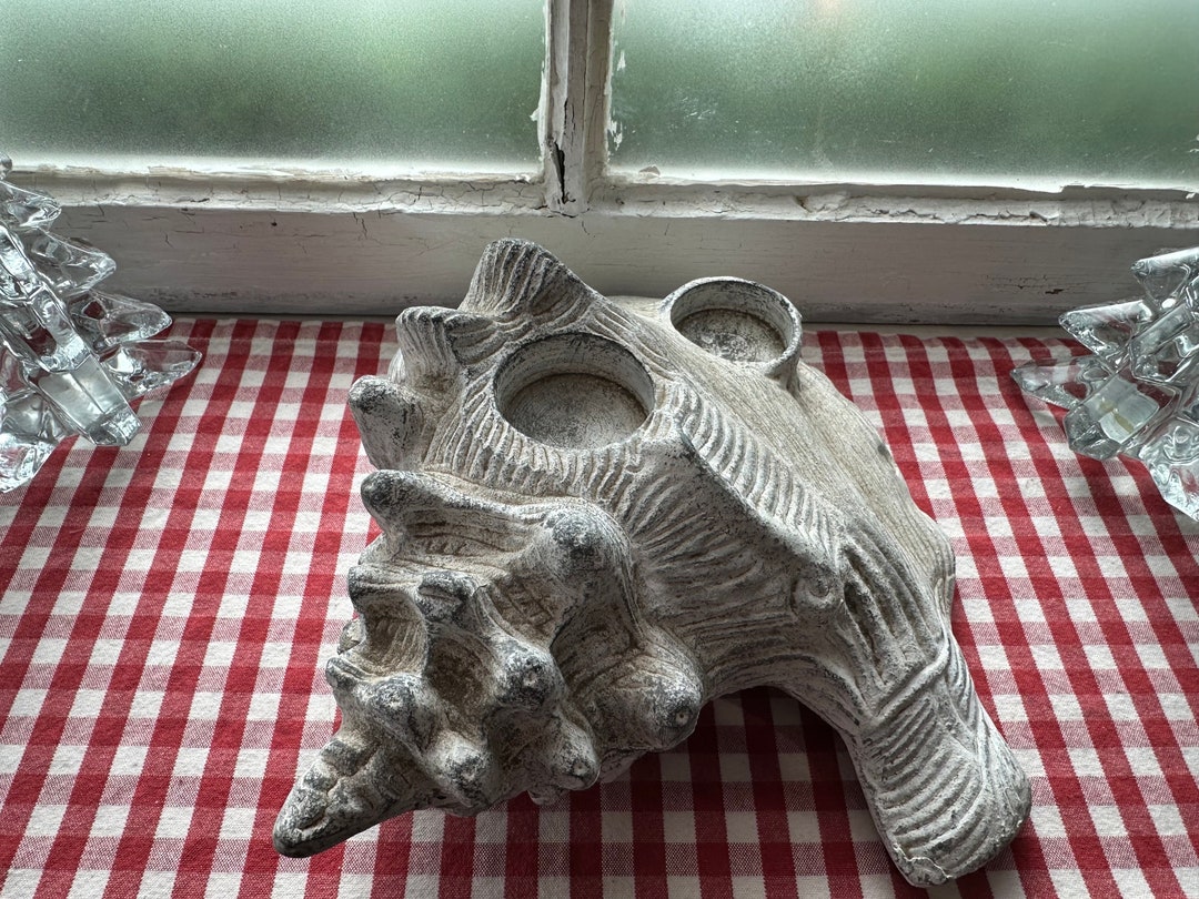 Large Cast Iron White Conch Shell Tea Light Candleholder - Etsy