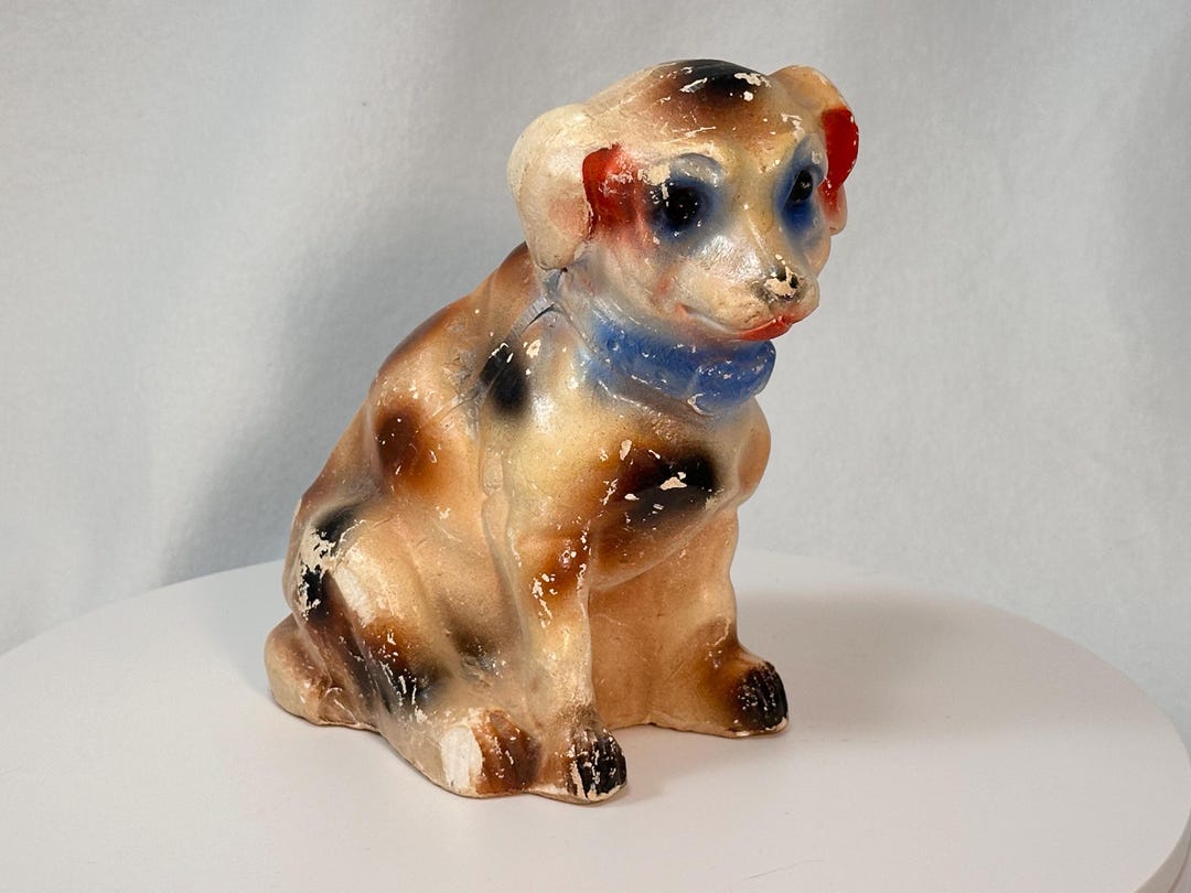 Vintage Carnival Prize Chalkware Spotted Puppy Dog Statuette - Etsy