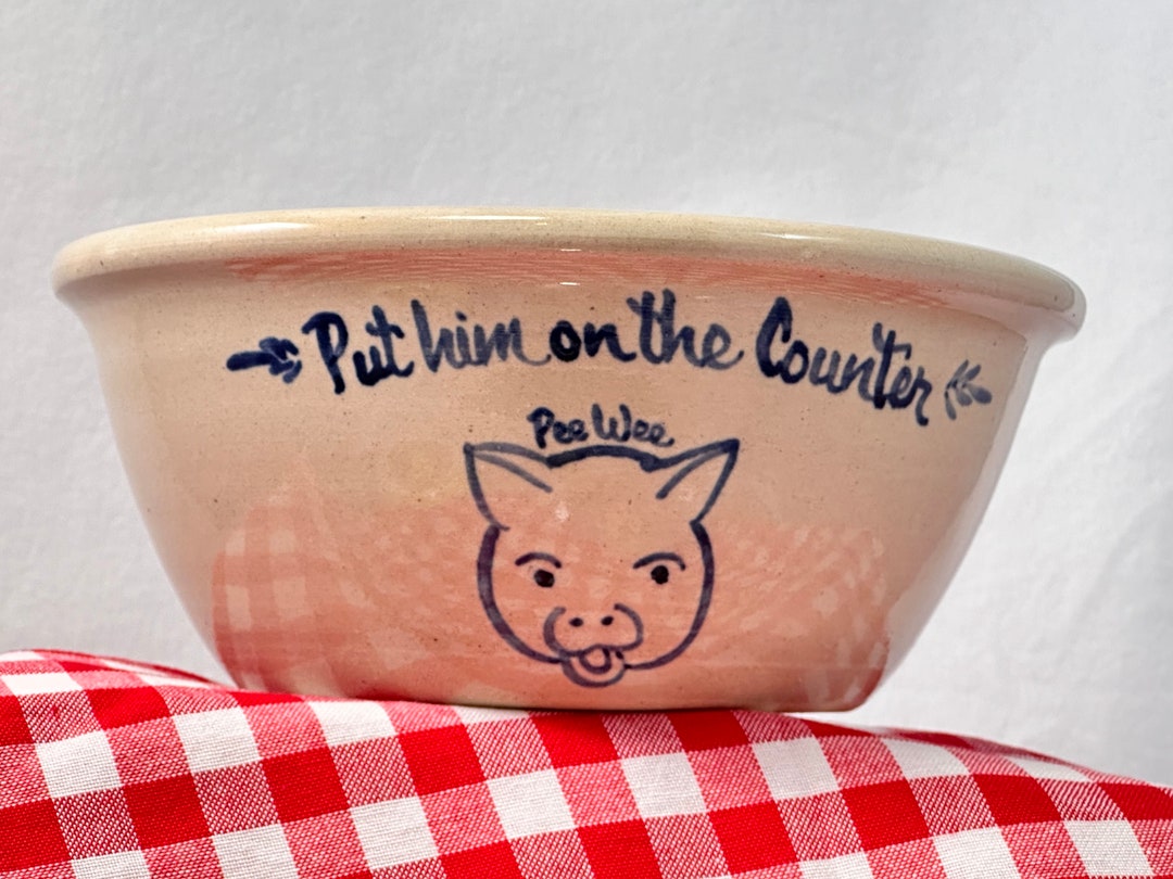 Pee Wee Polka Dotted Pig Hand Turned Stoneware Mixing Bowl Cobalt ...
