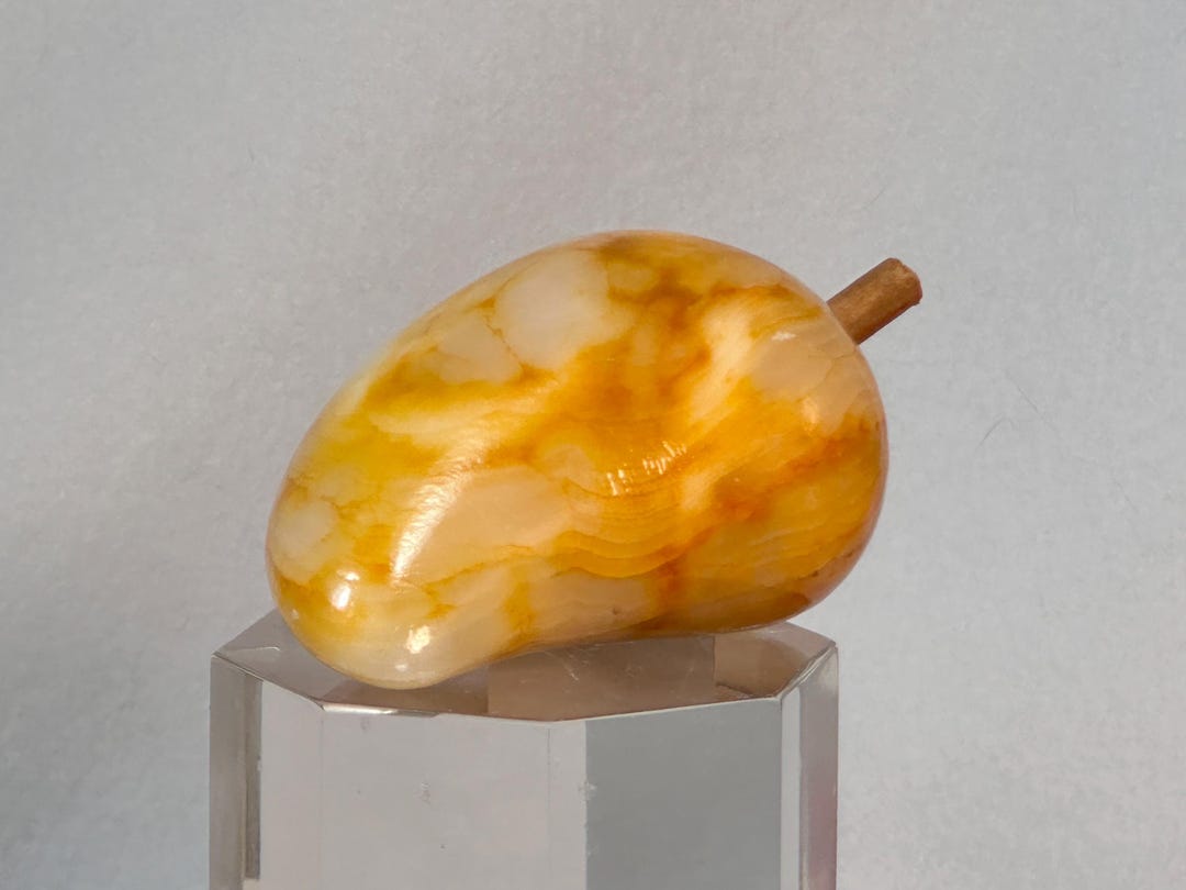 Marble Ataulfo Mango Decor | Vintage Yellow Stone Fruit With Wood Stem ...