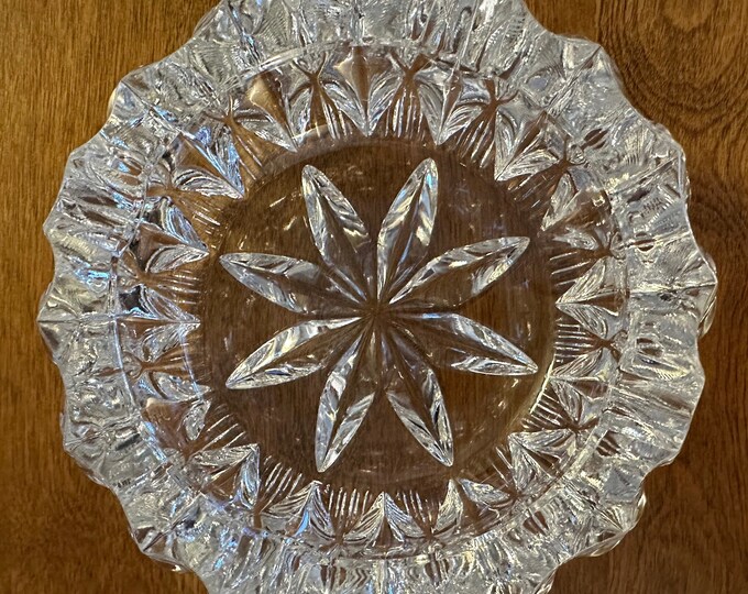 Large Chunky Sparkling Lead Crystal Starburst MCM Ashtray Midcentury ...