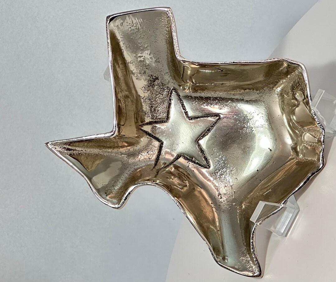 Texas Shaped Dish in Solid Cast Aluminum Vintage Lone Star Texana Candy ...