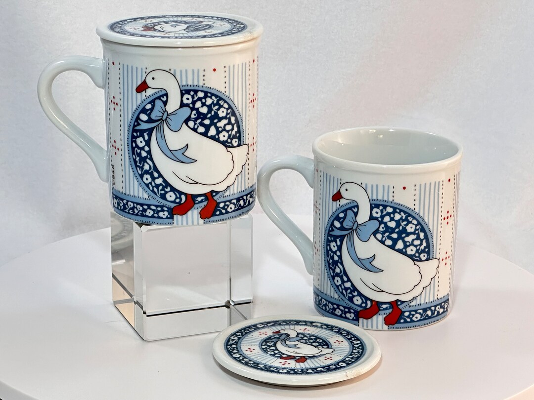 Iconic Blue Ribbon Goose Country Coffee Mugs Set of Two Vintage 1980s ...