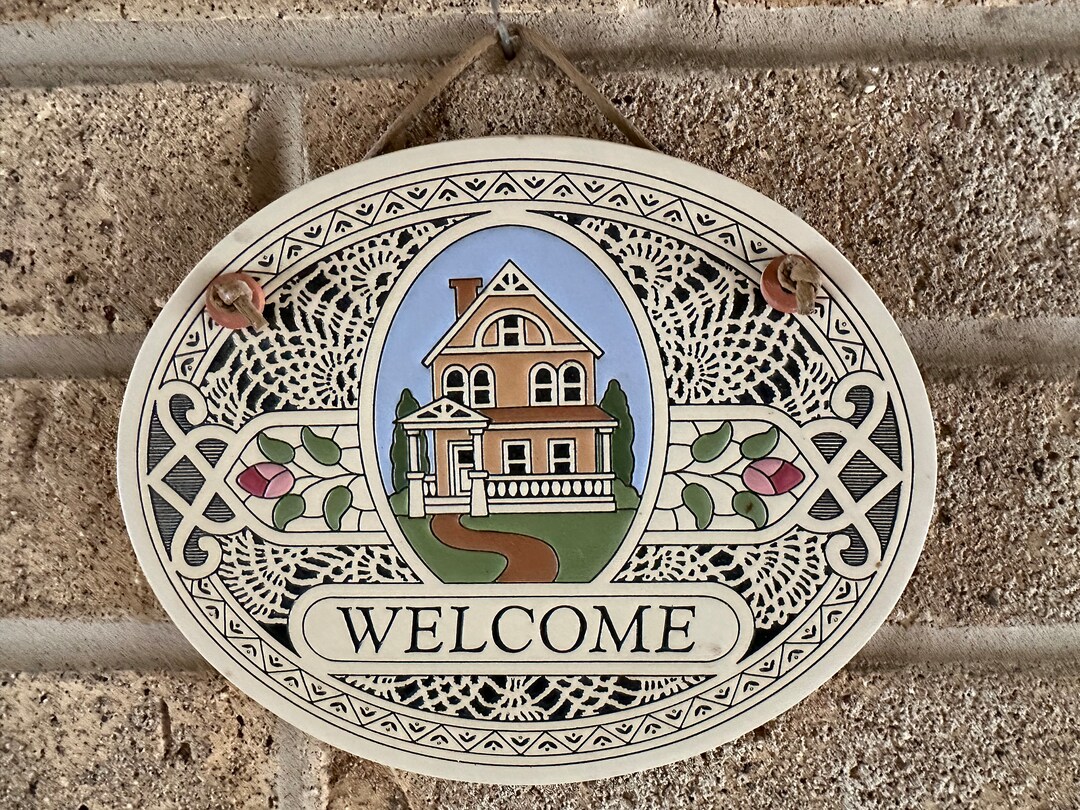 Ceramic Welcome Tile Vintage House Trivet Sign by Spooner Designs 80s ...