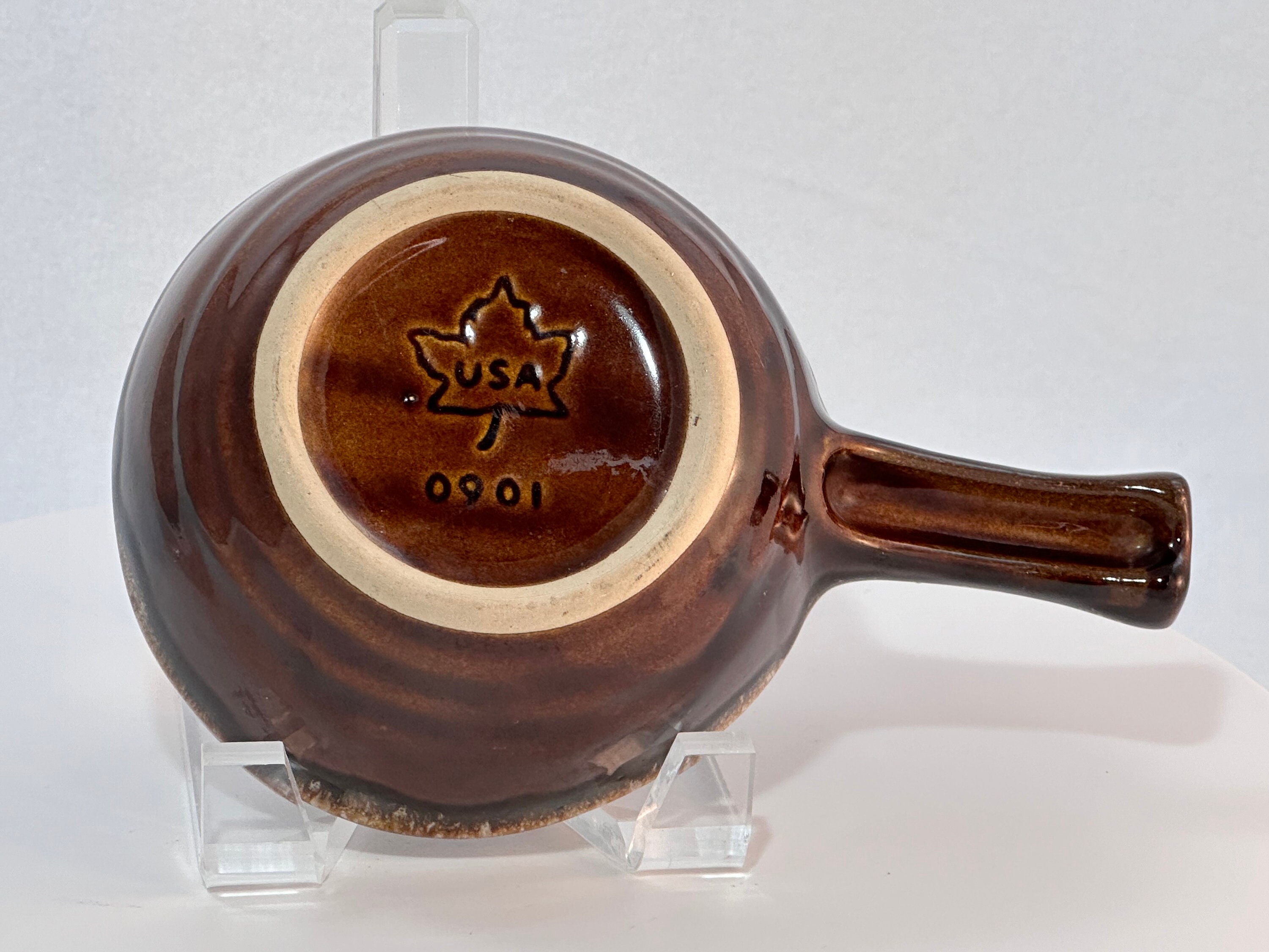 Brown Drip Lug Handle Chili Bowl Monmouth 0901 Maple Leaf Vintage ...