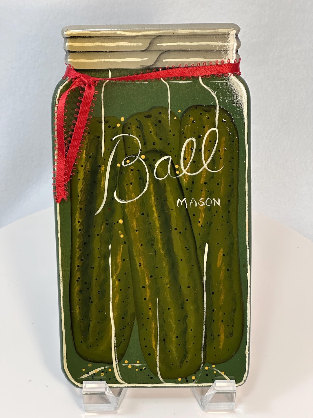 Pickle Jar Folk Art Hand Painted Wood Painting Farm House Pantry ...