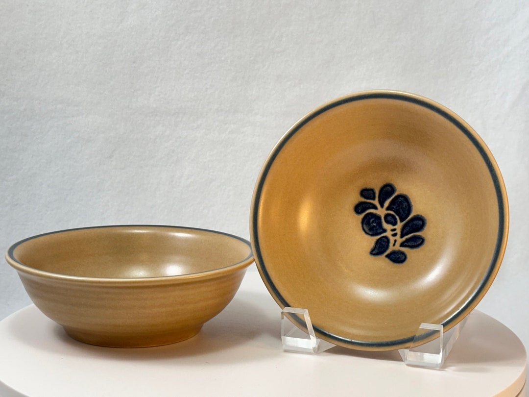 Pair Vintage Pfaltzgraff Folk Art Fruit Dessert Bowls Two USA Castle ...