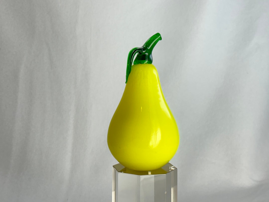 Green Yellow Blown Glass Pear Fruit With Applied Stem - Etsy