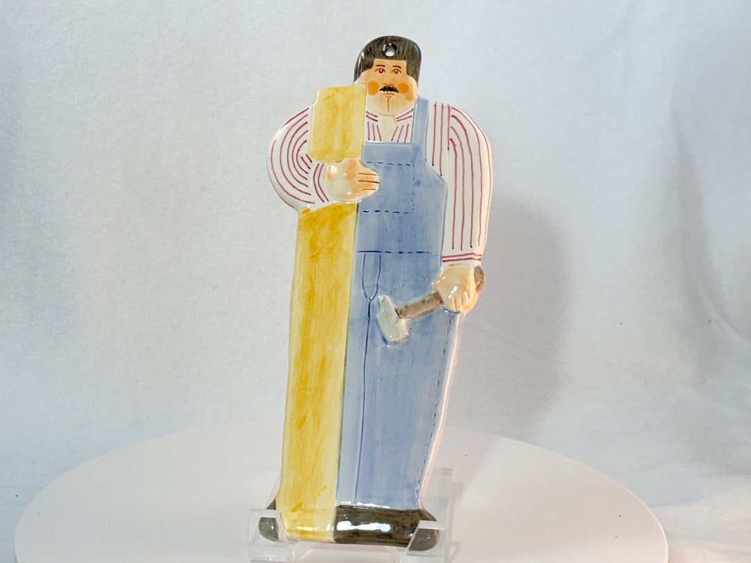 80s Carpenter Figure Ceramic Wall Plaque Sigma 1983 Trendsetter Novelty ...