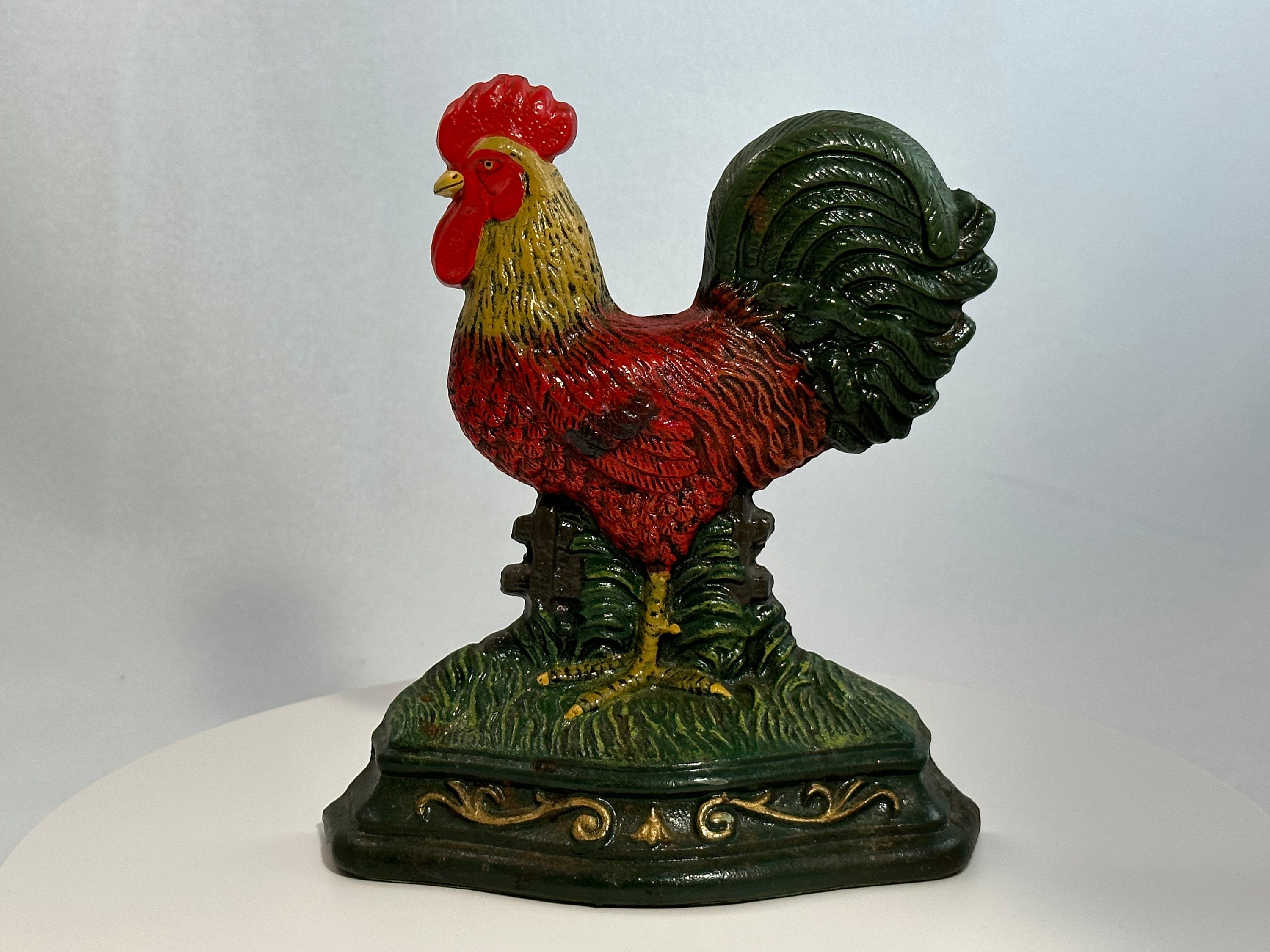 Vintage Cast Iron Rooster Doorstop by Wright Studios Hand Painted - Etsy