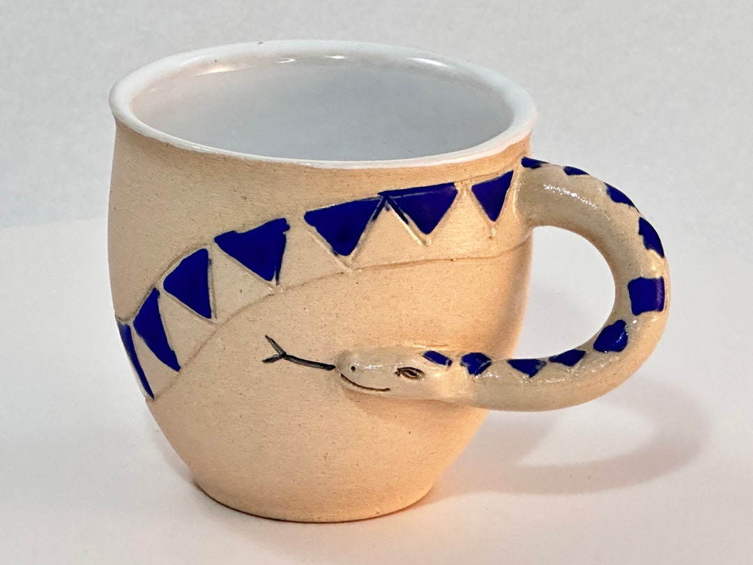 Stoneware Snake Cup by Gabriel Ceramics Sweden Blue Figural Coffee Mug ...