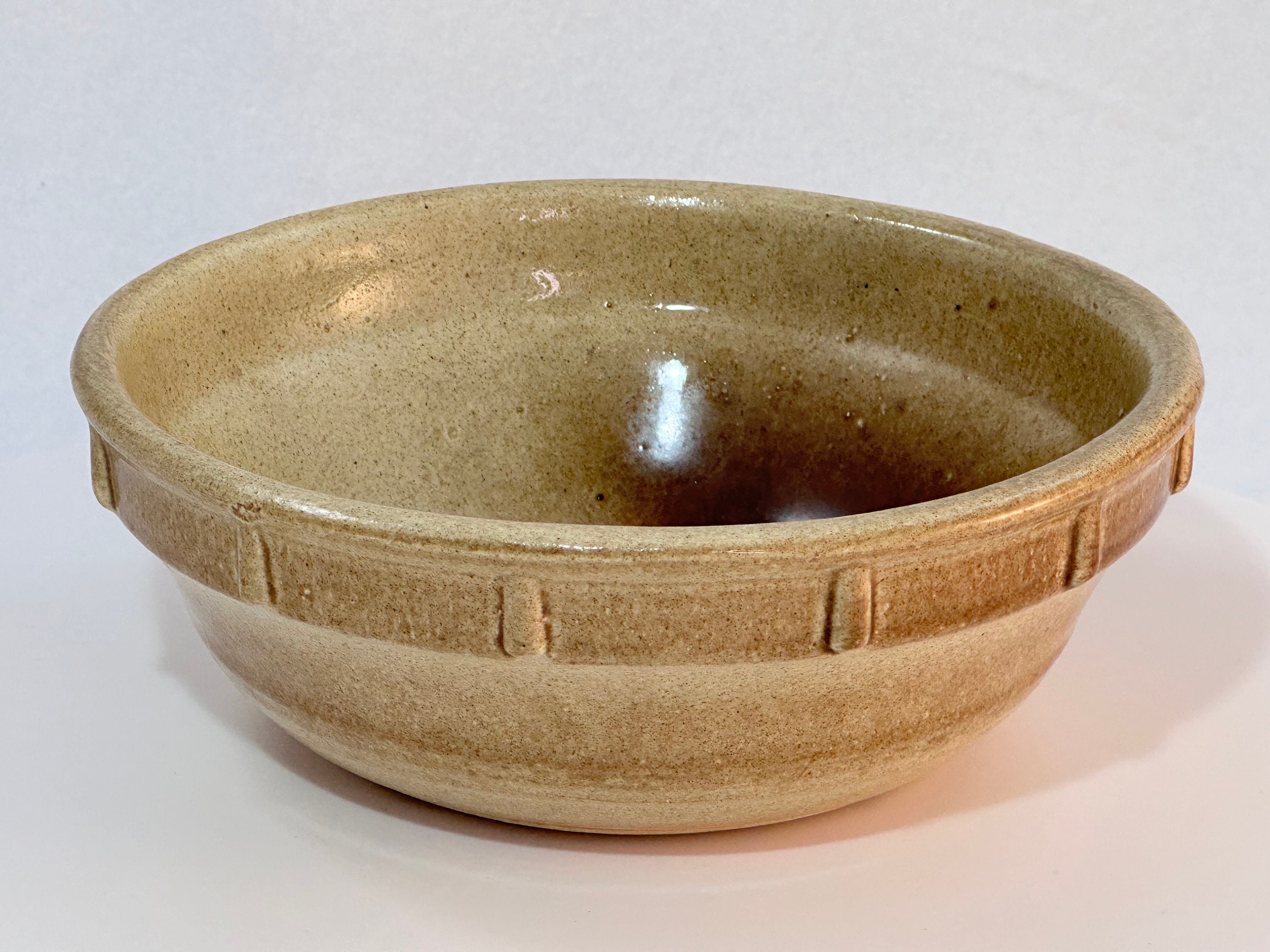 Molasses Glaze Farmhouse Stoneware Bowl Yellow Ware Rings and Bars ...