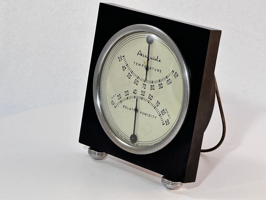 1930s Deco Airguide Kent Thermometer and Relative Humidity Weather ...