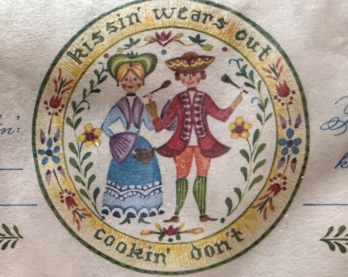 Vintage Recipe Cards Colorful Colonial Couple Tyrolean Style in Box ...