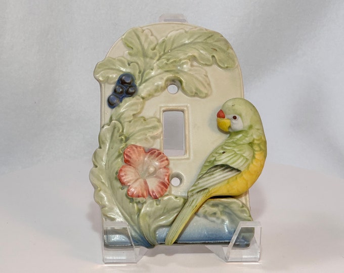Takahashi Parrot Light Switch Plate Cover Porcelain Bisque Vintage 80s ...