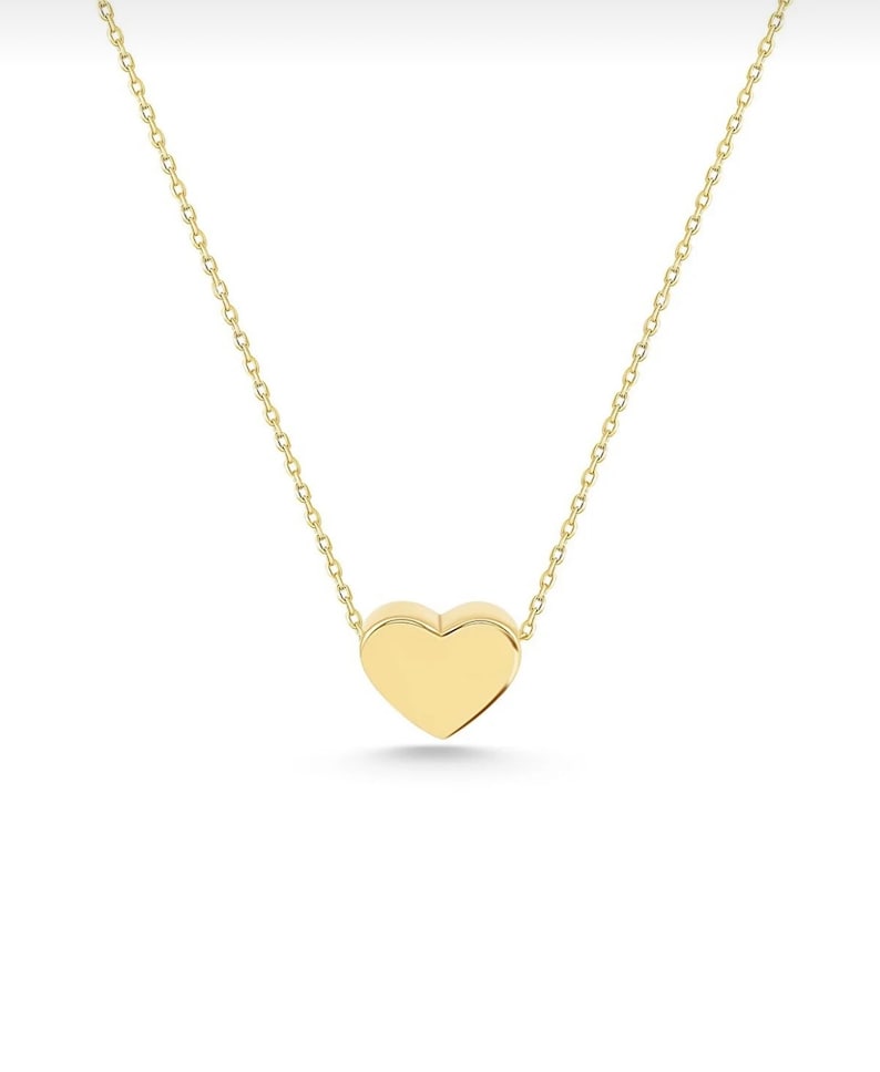 14K Solid Gold Heart Necklace for Women | Heart Necklace | 14 Carat ...