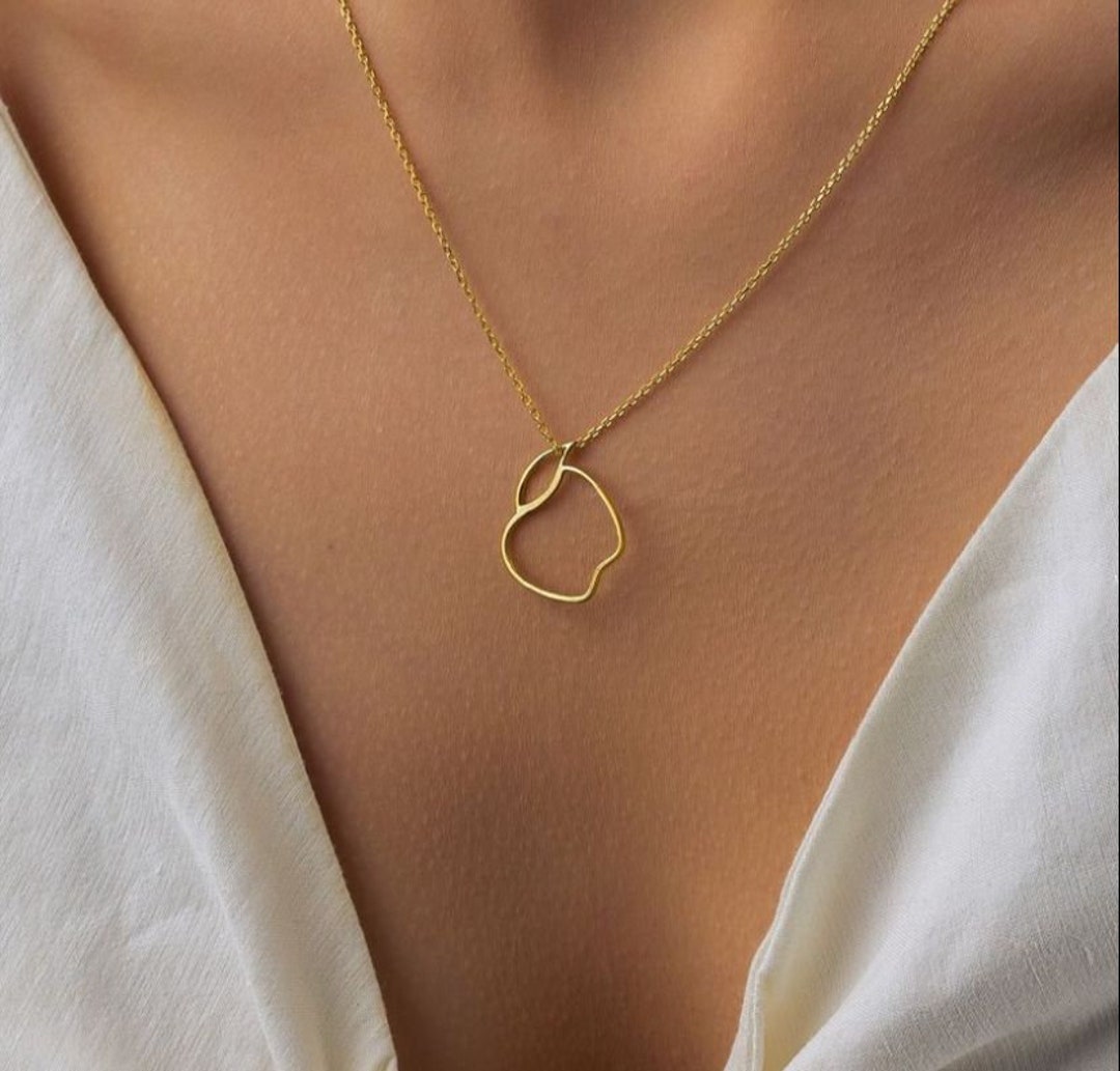 14K Gold Fruit Necklace Gold Apple Necklace Gold Apple Pendant Fruit ...