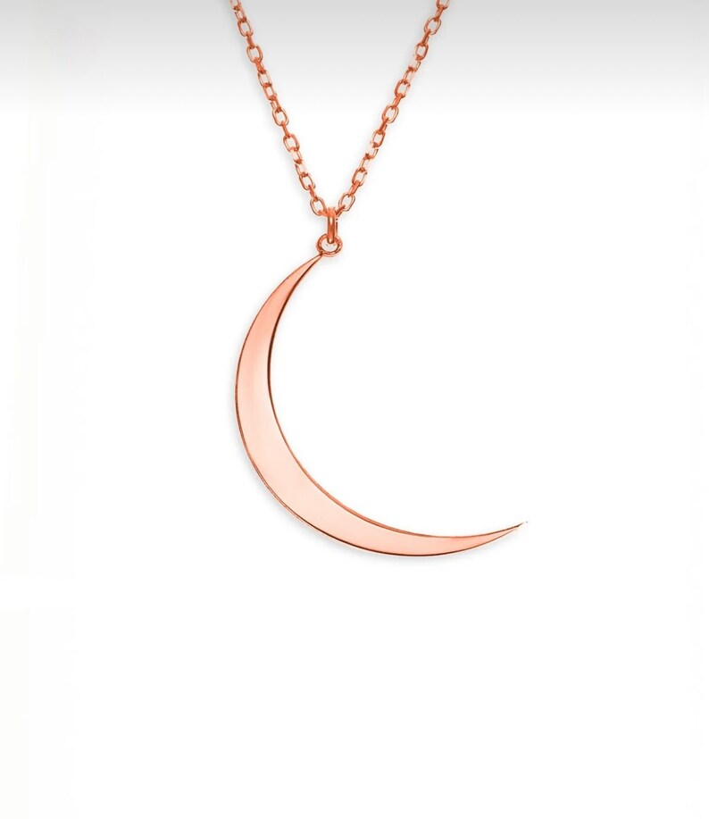 14k Solid Gold Moon Star Necklace Gold Crescent Necklace Etsy