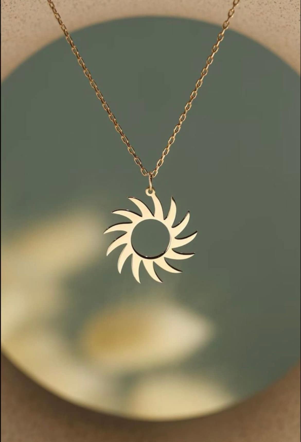 14K Gold Sun Necklace Gold Sun Necklace Valentine's Day Gift for Women ...