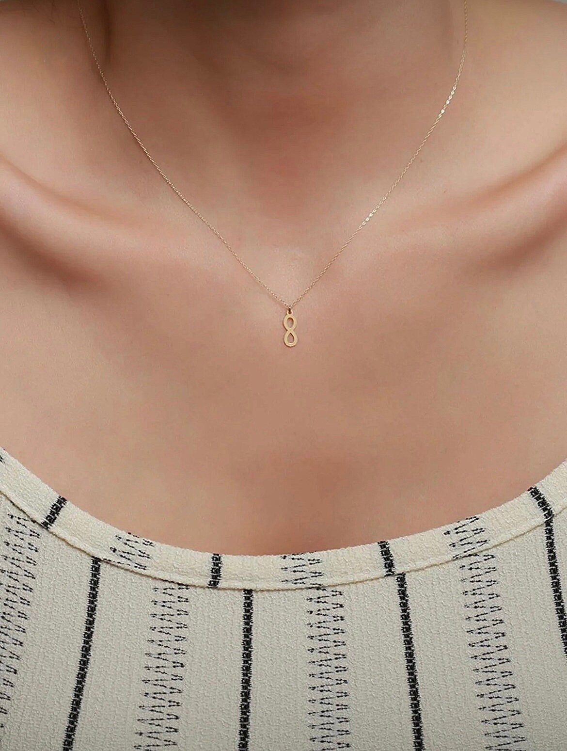 14K Solid Gold Infinity Necklace / Infinity Symbol Necklace / Gold ...