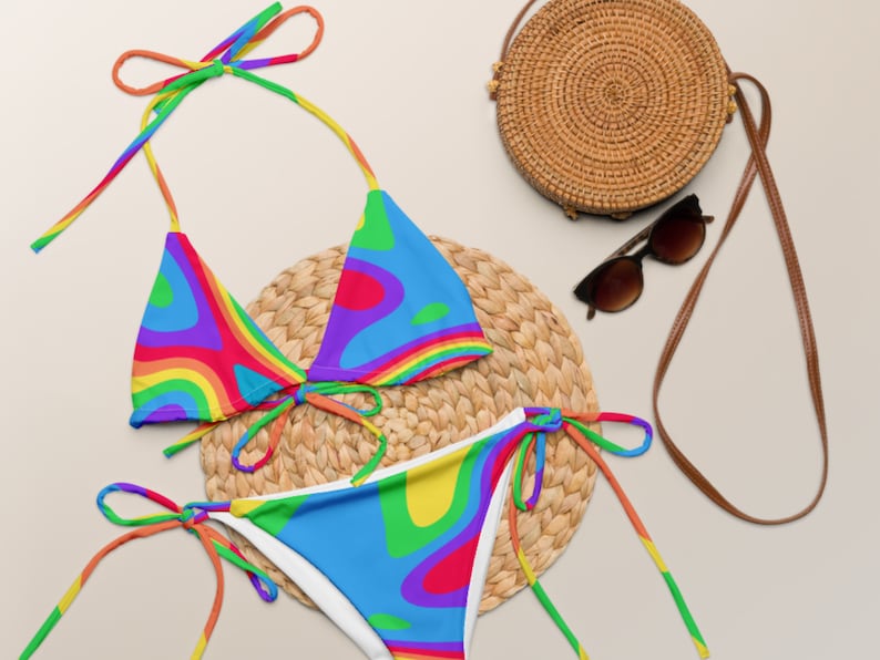 LGBTQ+ String Bikini | LGBTQ+ Flag Bikini | Rainbow Swirl Pride Bikini ...