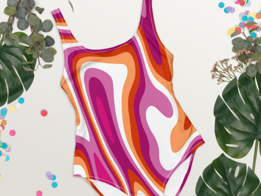 Lesbian Pride One-piece Swimsuit: Swirl Flag Design - Etsy