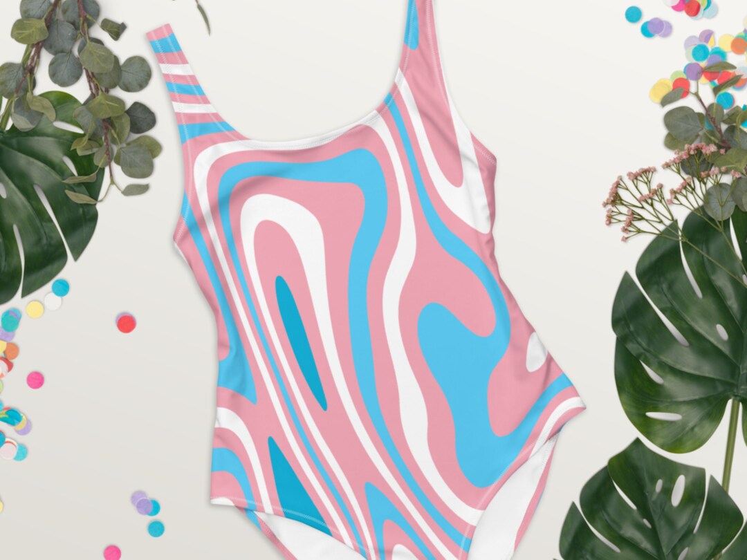 Trans Pride One-piece Swimsuit: Swirl Flag Design - Etsy