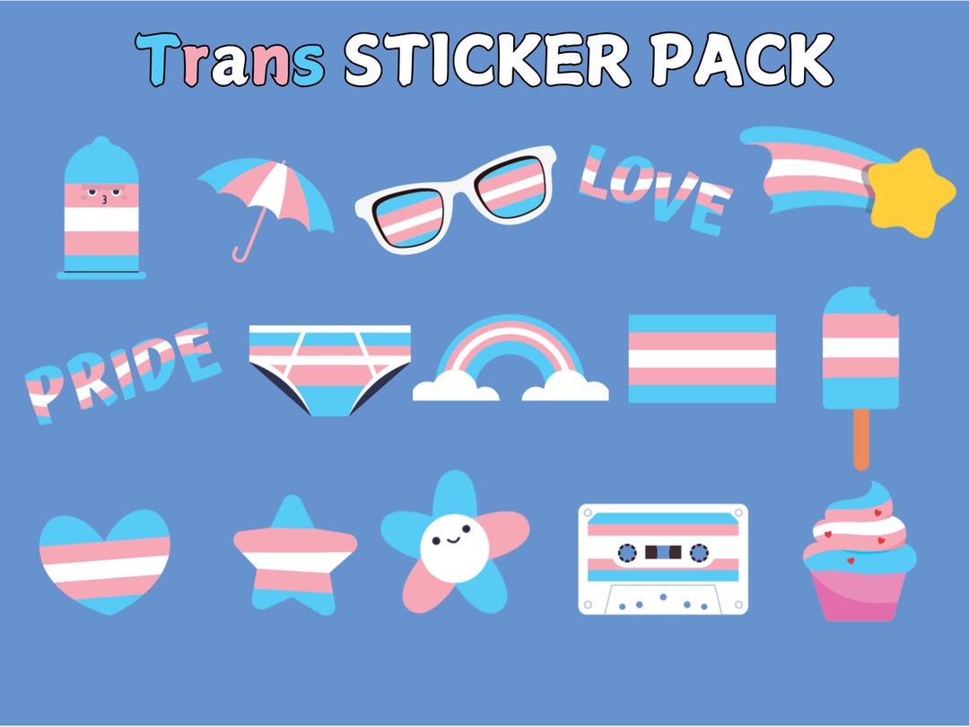 18-pack Trans Pride Sticker Set Fun & Colourful Trans Flag Stickers ...