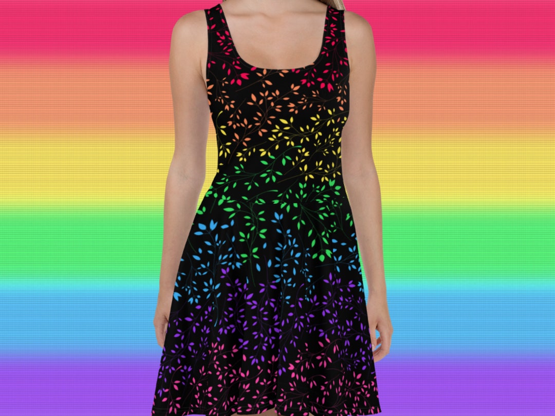 Aeterna Pride Vine of Unity LGBT Pride Skater Dress LGBT Dress Leaf and ...