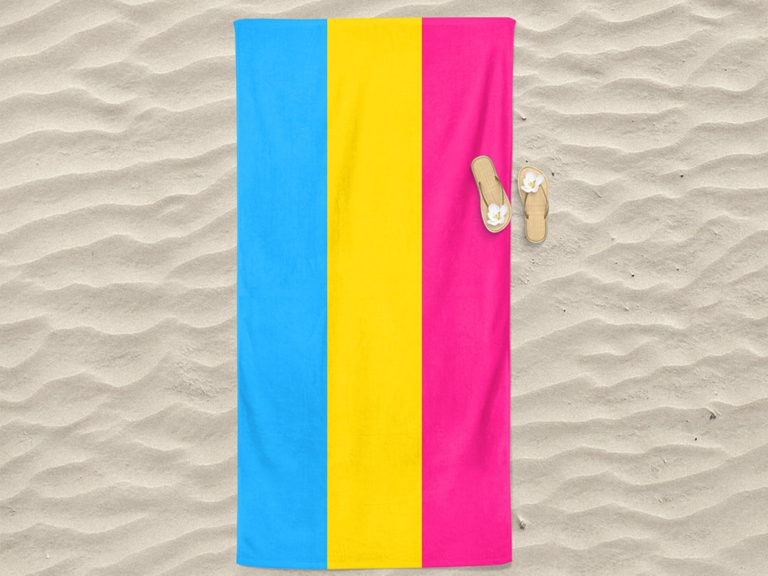 Pansexual Flag Beach Towel Vibrant And Spacious 150cm X 75cm Colourful