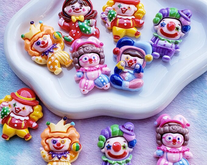 3pc Assorted Kawaii Rainbow Circus Clowns Resin Flatback Cabochon ...