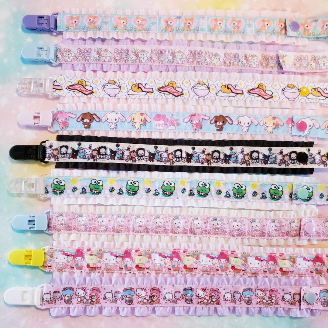 Kawaii Pastel Cartoon Character Pacifier Clip: Handmade Double-sided ...