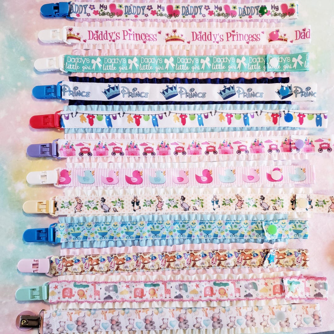 Princess Daddy Baby Adult Pacifier Clip: Handmade Double-sided Ribbon ...