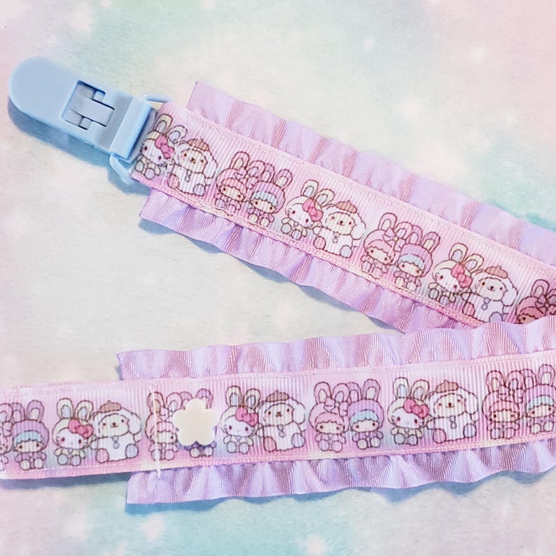 Kawaii Pastel Cartoon Character Pacifier Clip: Handmade Double-sided ...