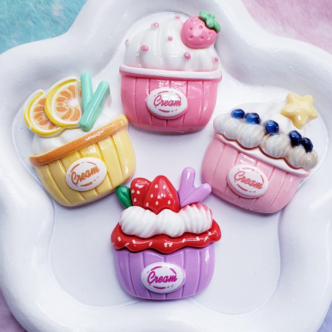 4pc Kawaii Frozen Yogurt Ice Cream Resin Flatback Cabochon ...