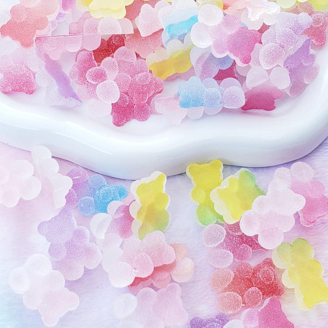 10pc Faux Sour Gummy Bear Candy Resin Flatback Cabochon Embellishment ...