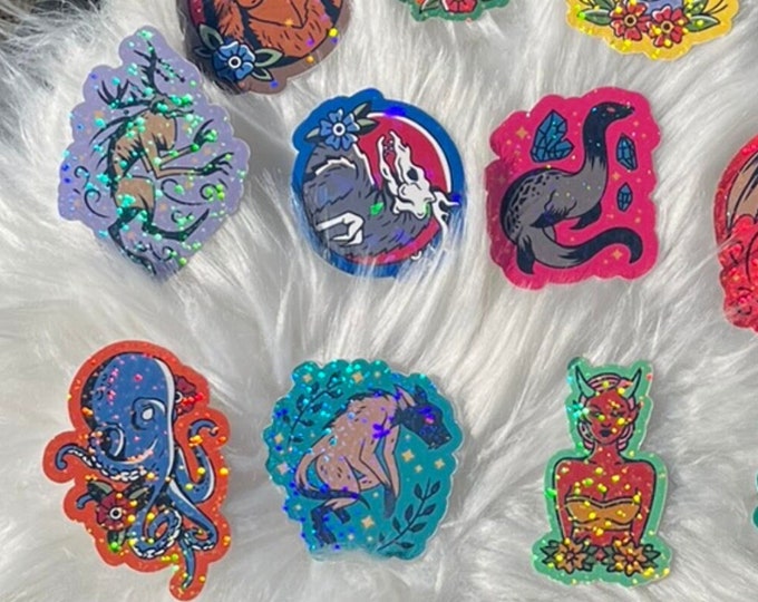 Holographic Cryptid Sticker Pack, Laptop Decor Decals, Monster Sticker ...