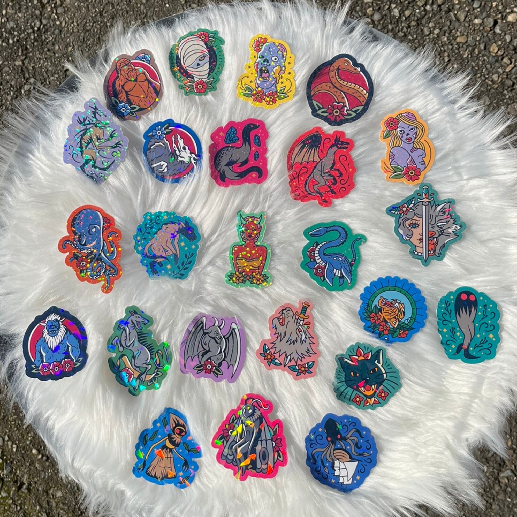 Holographic Cryptid Sticker Pack, Laptop Decor Decals, Monster Sticker ...